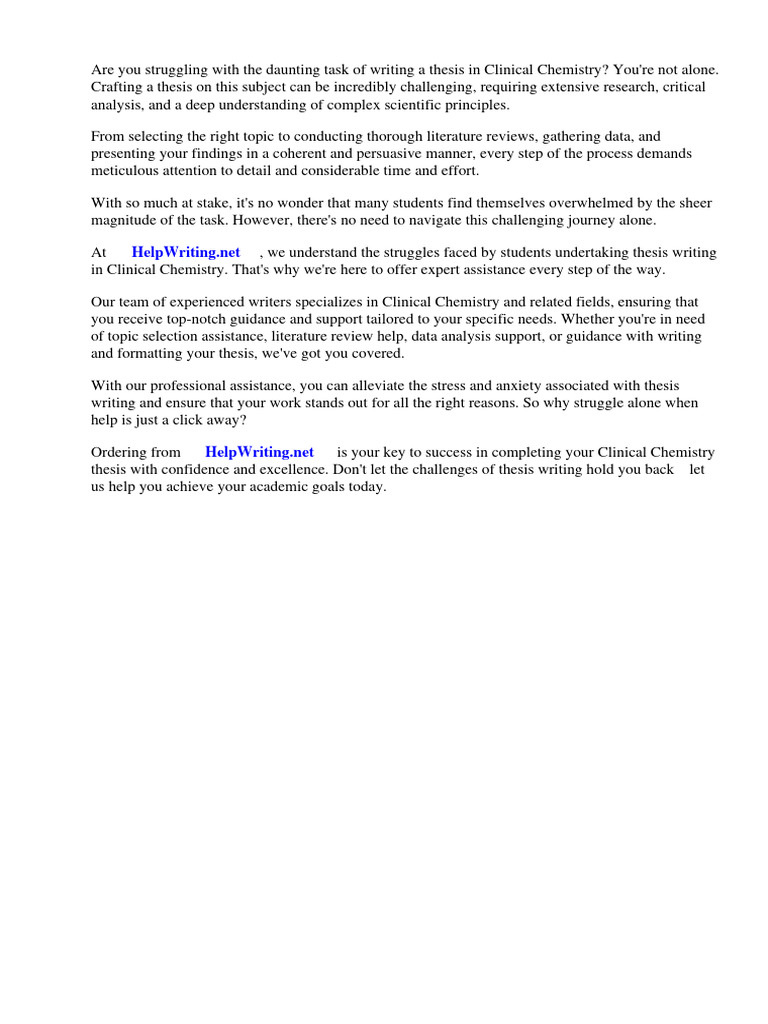 Clinical Chemistry Thesis Topics | PDF | Chemistry