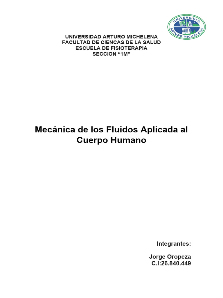 Mecanica de Los Fluidos Aplicado Al Cuerpo Humano | PDF