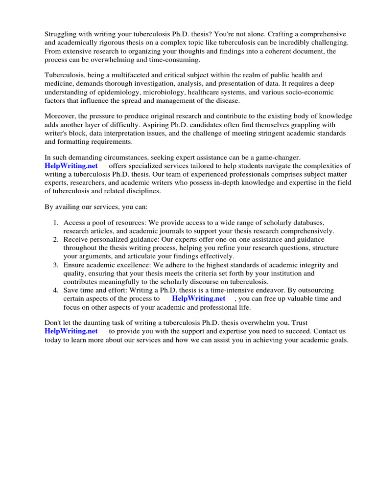 Tuberculosis PHD Thesis PDF | Download Free PDF | Tuberculosis ...