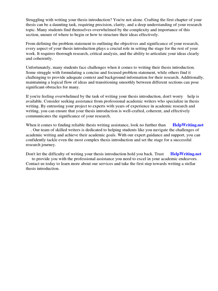 Thesis Chapter One Introduction | PDF