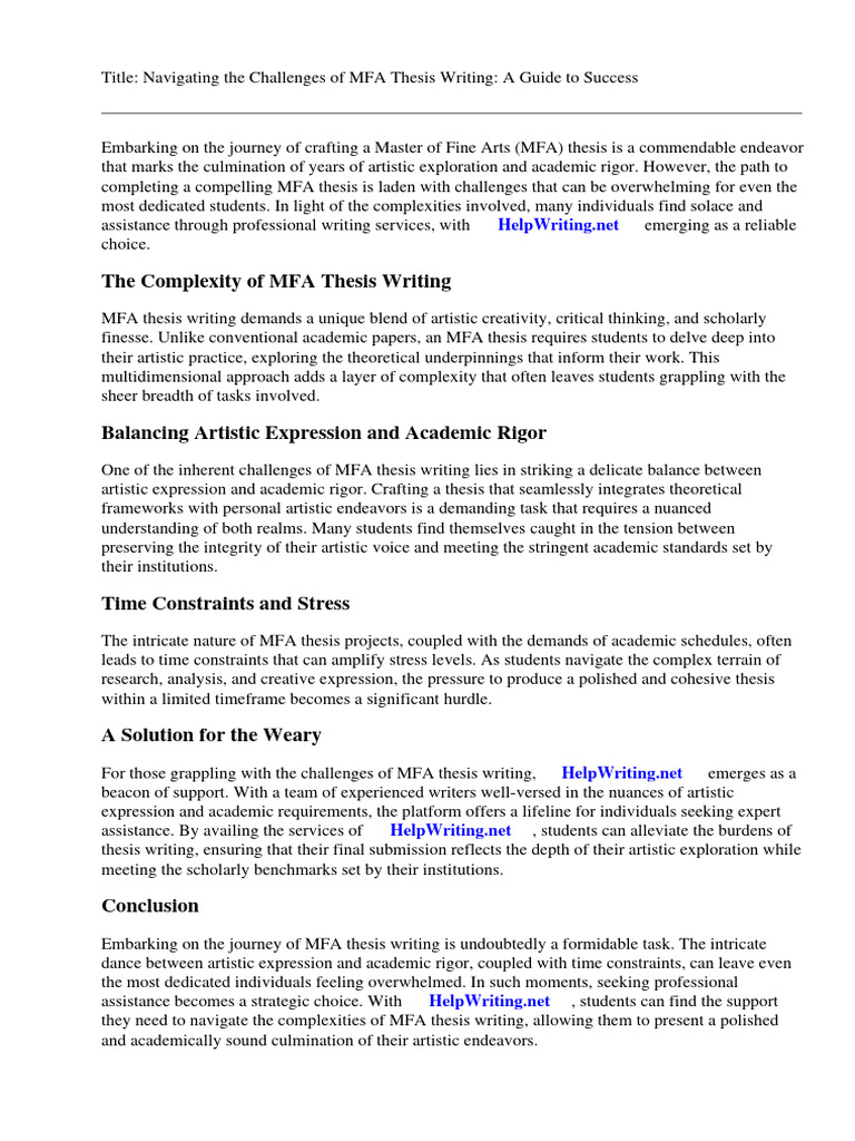 Mfa Thesis Format | PDF | Thesis | Essays