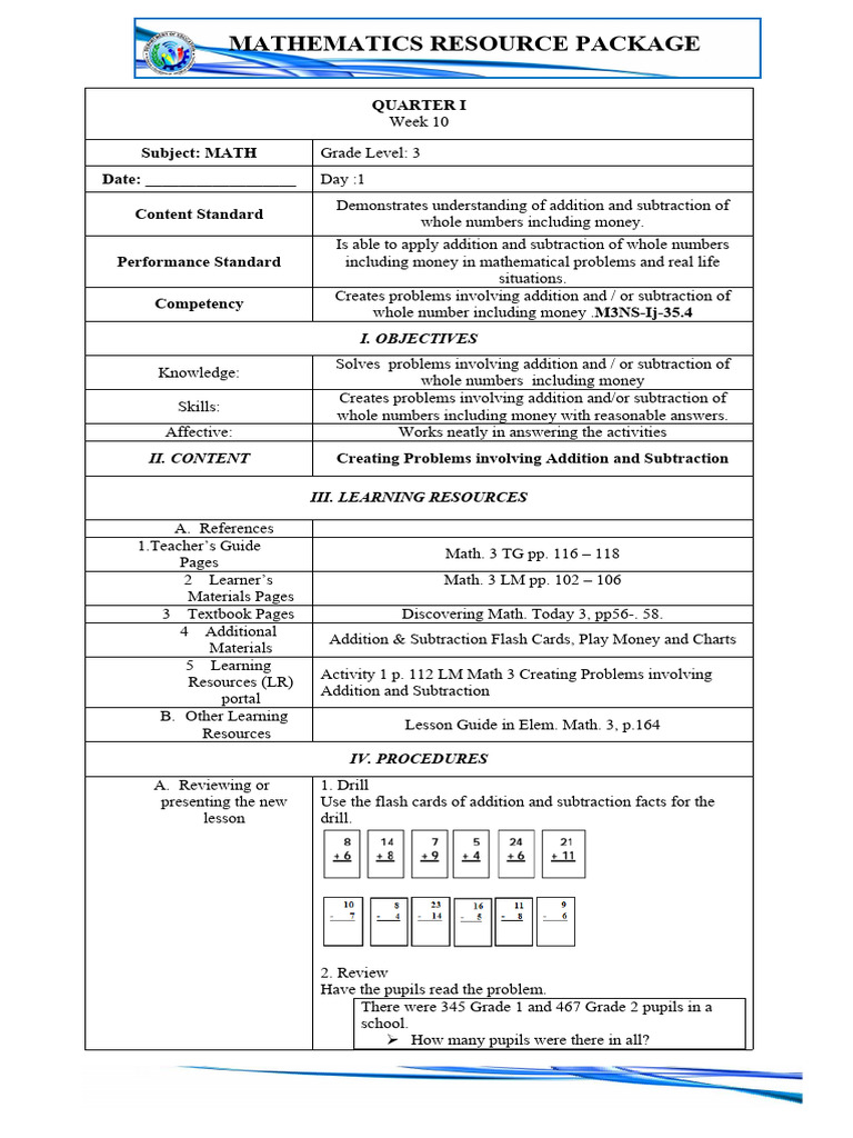 Math3 q1 Week10 Day1-5 | PDF | Learning | Mathematics