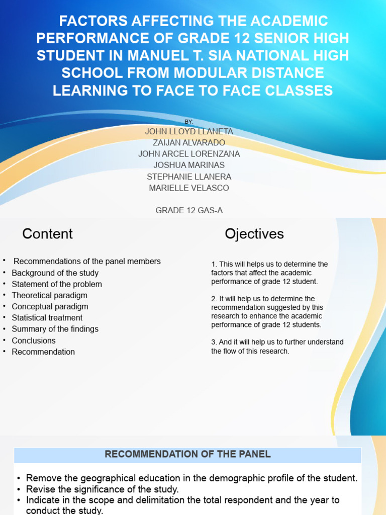 Factors Affecting The Academic Performance of Grade 12 Senior High ...