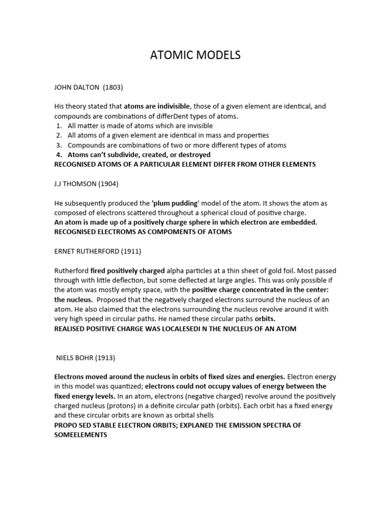 Atomic Models | PDF | Atoms | Atomic Nucleus