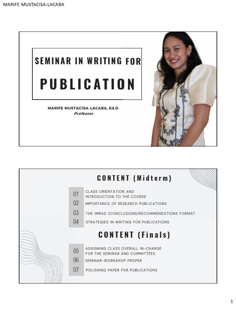 Writing Seminar for Researchers | PDF | Methodology | Scholarly ...
