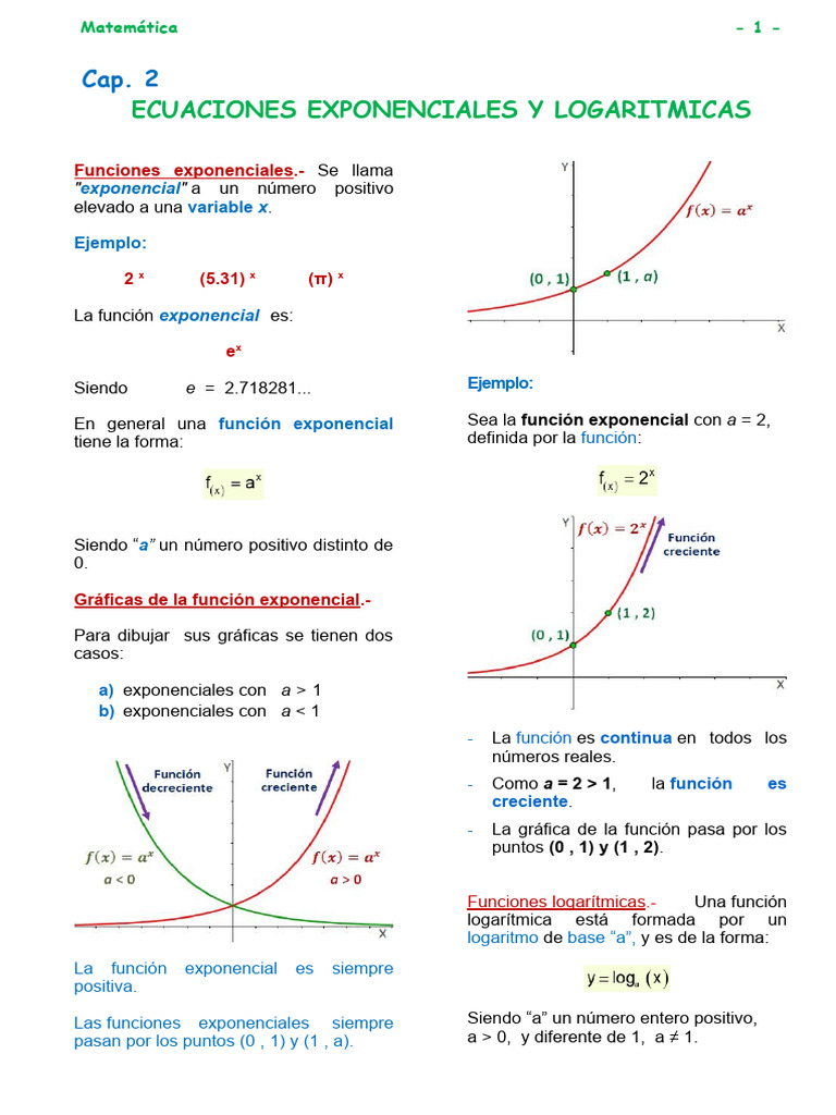 Ecuaciones Exponenciales y Logaritmicas | PDF | Funcion exponencial | Logaritmo