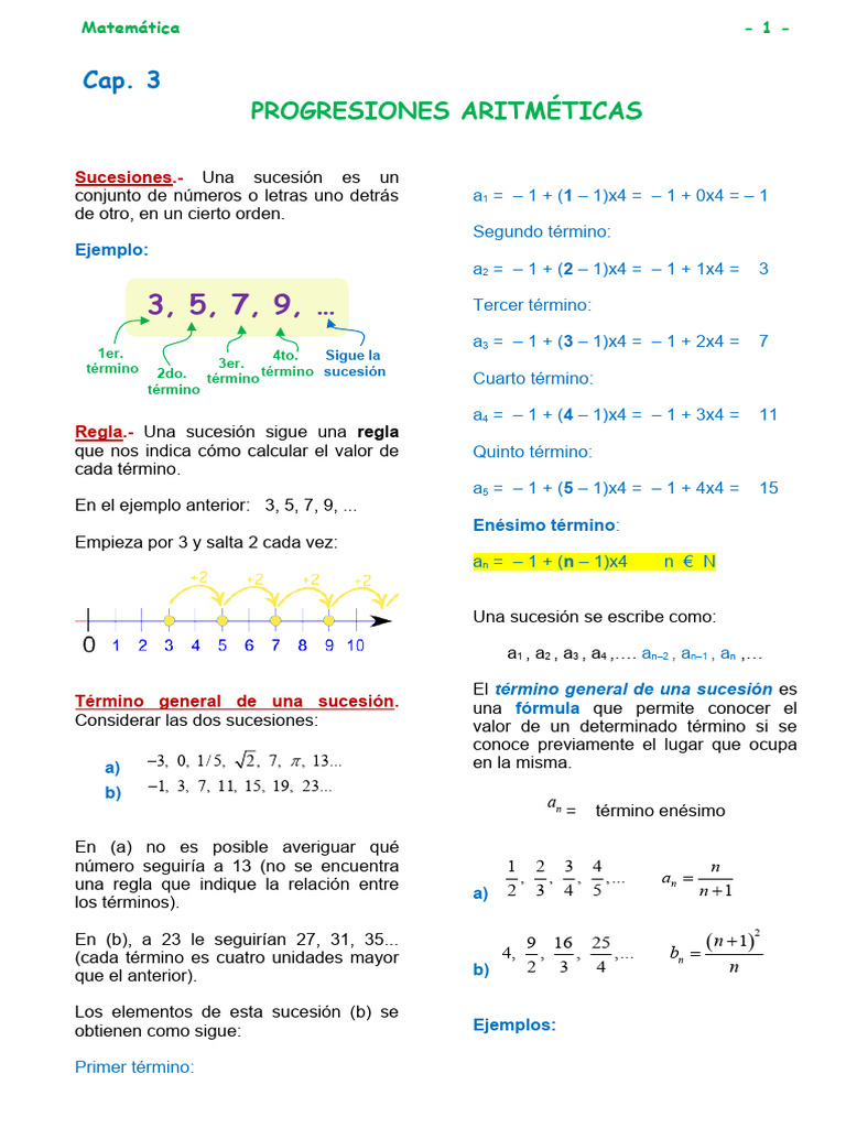 Progresiones Aritméticas | PDF | Secuencia | Matemáticas
