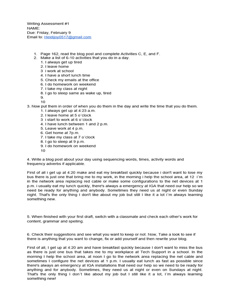 Writing Assessment #1 | PDF | Career & Growth | Self-Improvement