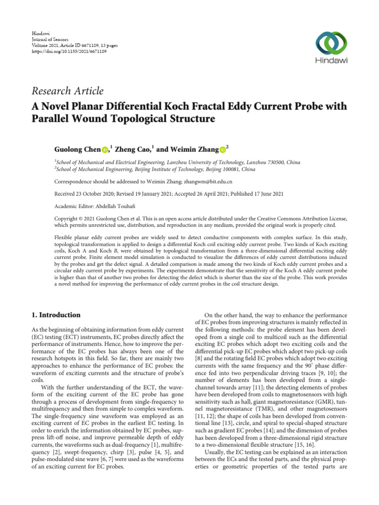 A Novel Planar Differential Koch Fractal Eddy Current Probe With | PDF ...
