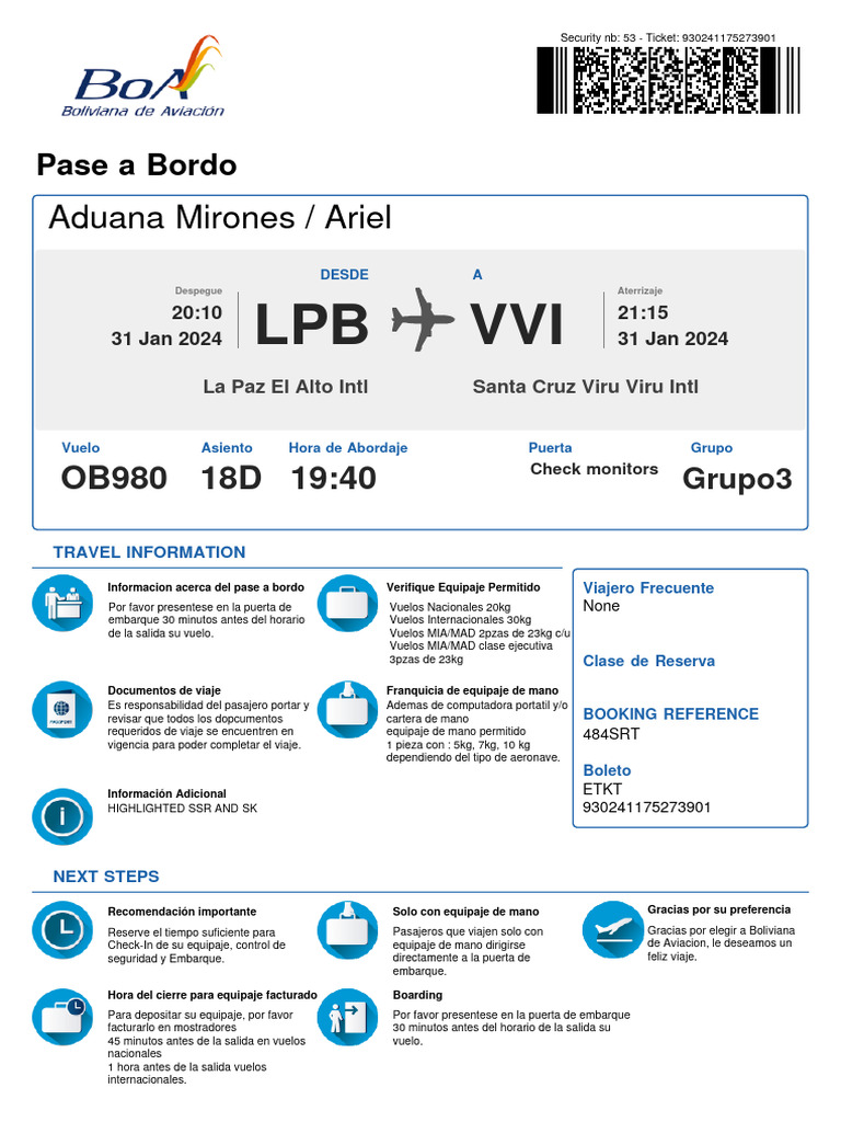 Boarding Pass | Descargar gratis PDF | Aeronáutica | Aeronave