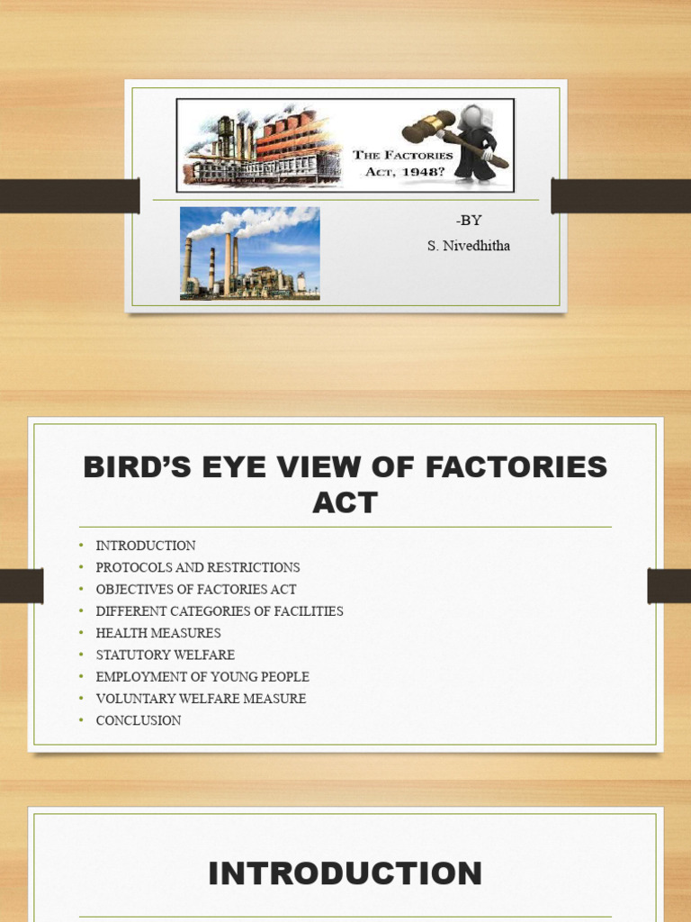 BTPL PPT (Factories Act) | PDF | Employment | Welfare