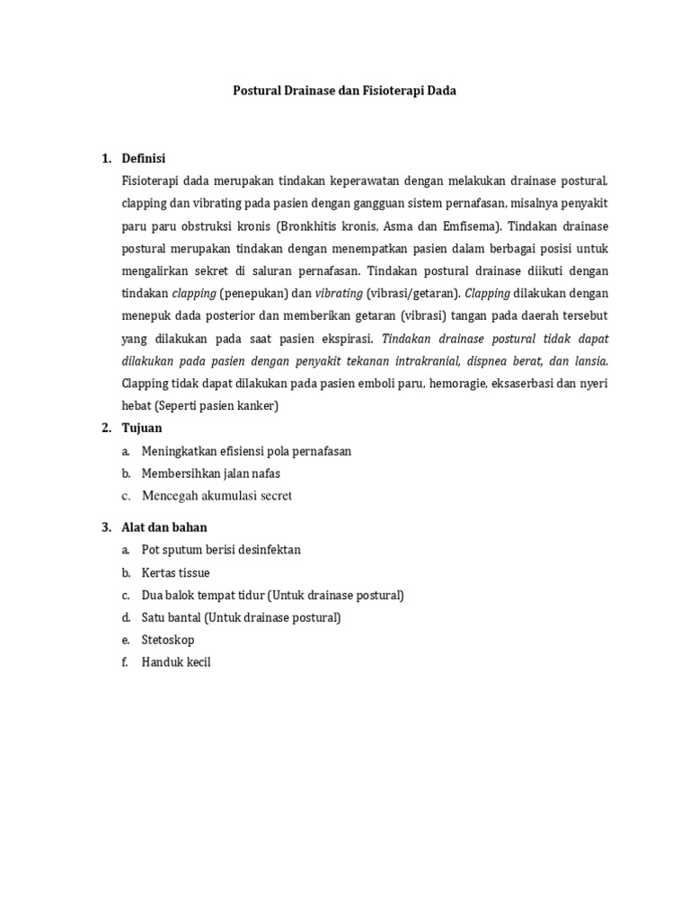 Postural Drainase Dan Fisioterapi Dada | PDF