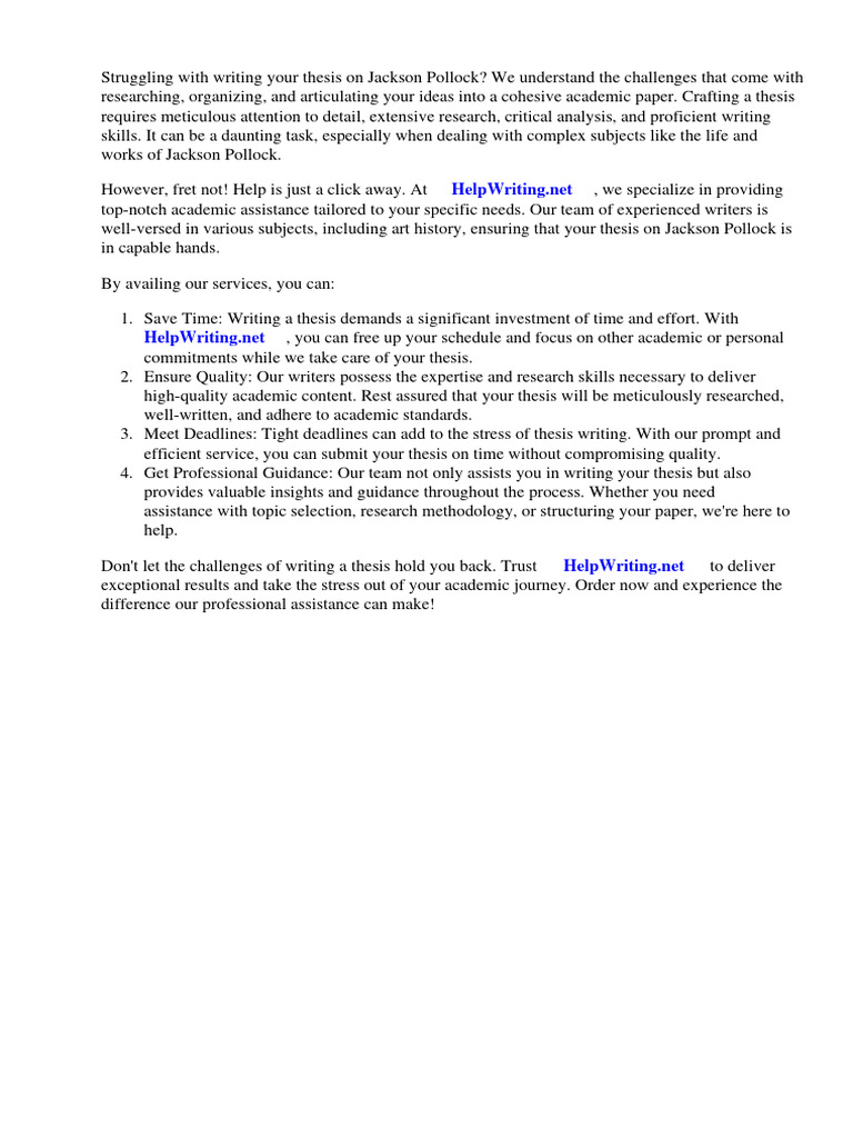 Thesis Jackson Pollock | PDF | Paintings | Plastic Arts