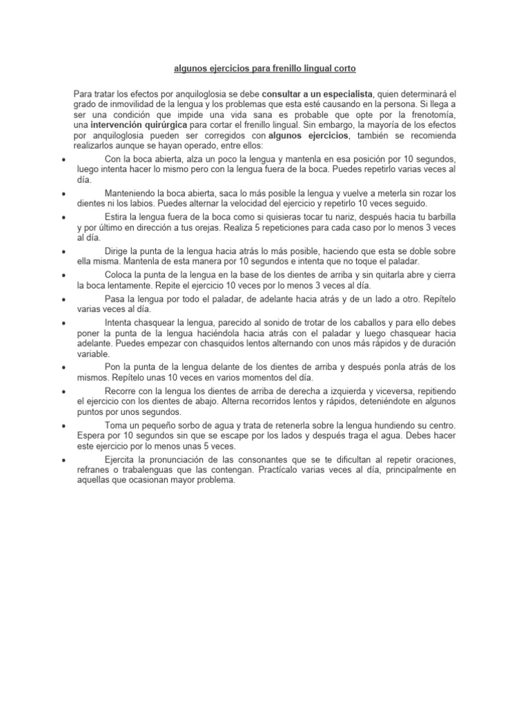 Algunos Ejercicios para Frenillo Lingual Corto | Descargar gratis PDF ...