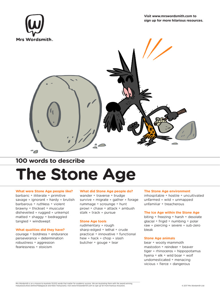 The Stone Age: 100 Words To Describe | PDF | Mammals | Fauna
