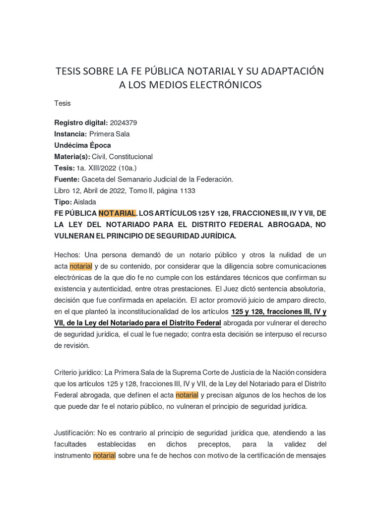 Tesis Fé Pública Notarial y Medios Eletrónicos | PDF