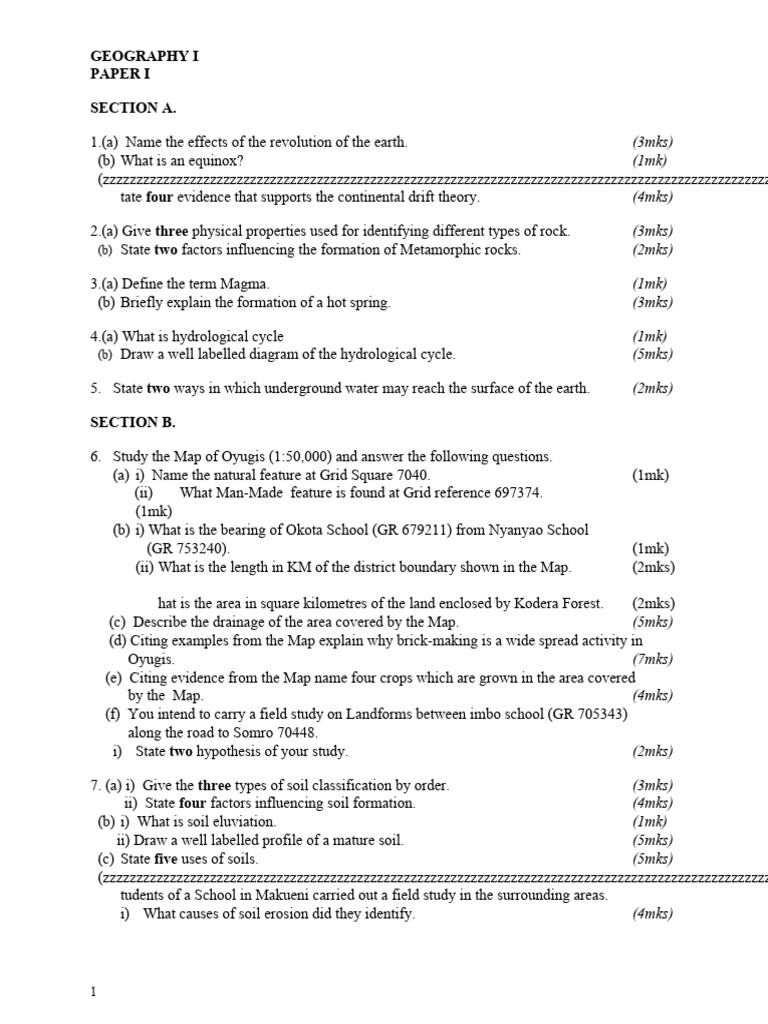 Geography Revision Paper 1 | PDF | Earth Sciences | Sky