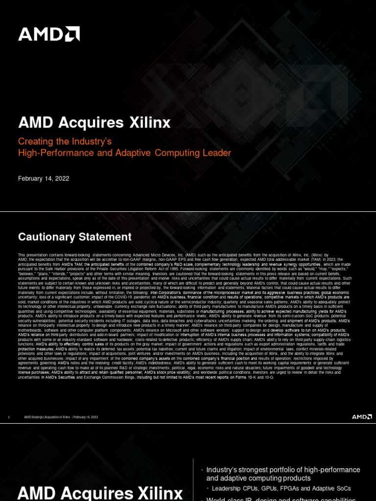 strategic-acquisition-xilinx-investor-presentation | PDF | System On A Chip | Field Programmable ...