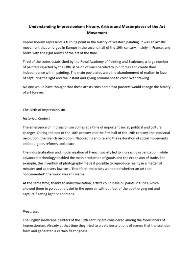 Article. Understanding Impressionism | PDF