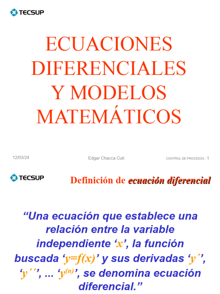 Ecuaciones Diferenciales y Modelos Matematicos | PDF