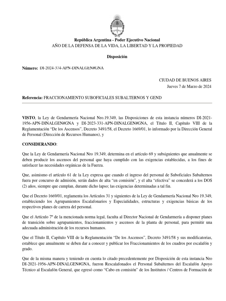 Di 2024 374 Apn Dinalgen#Gna | PDF | Gestión de recursos humanos | Gobierno