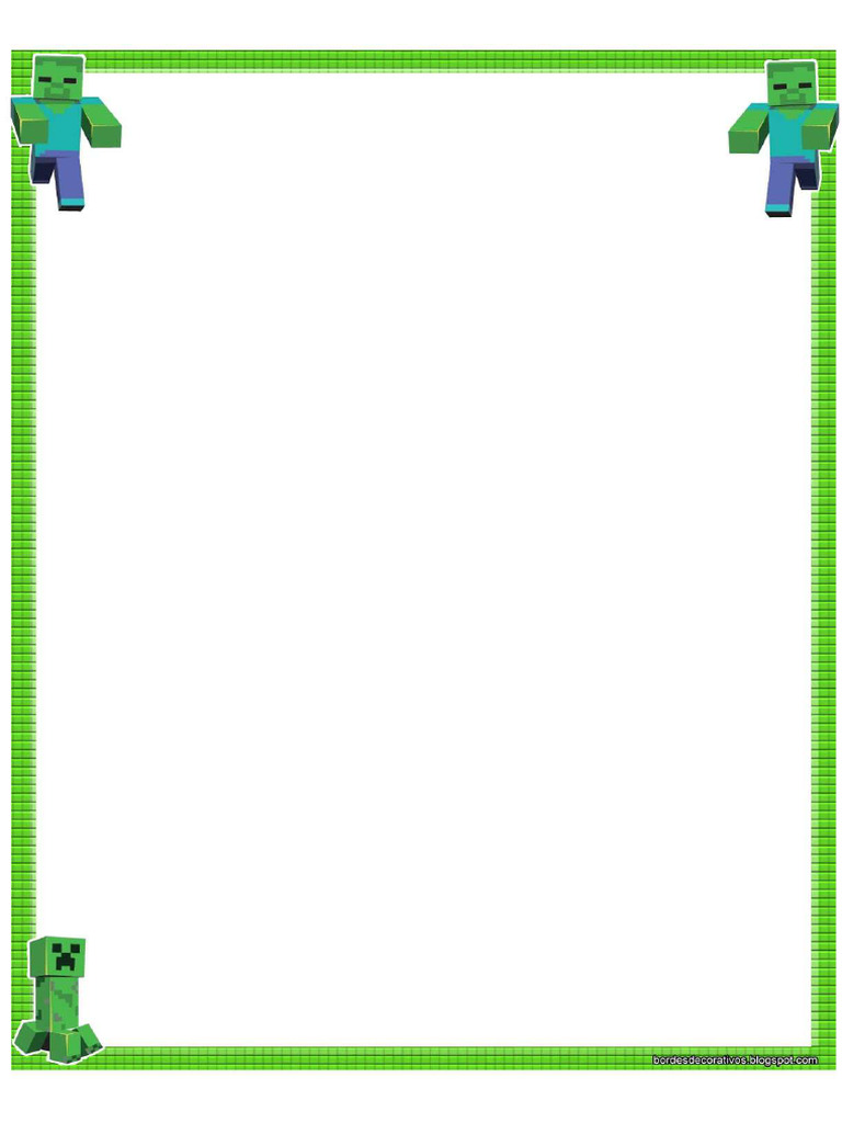 Borde Decorativo para hojas de Minecraft 02 | PDF