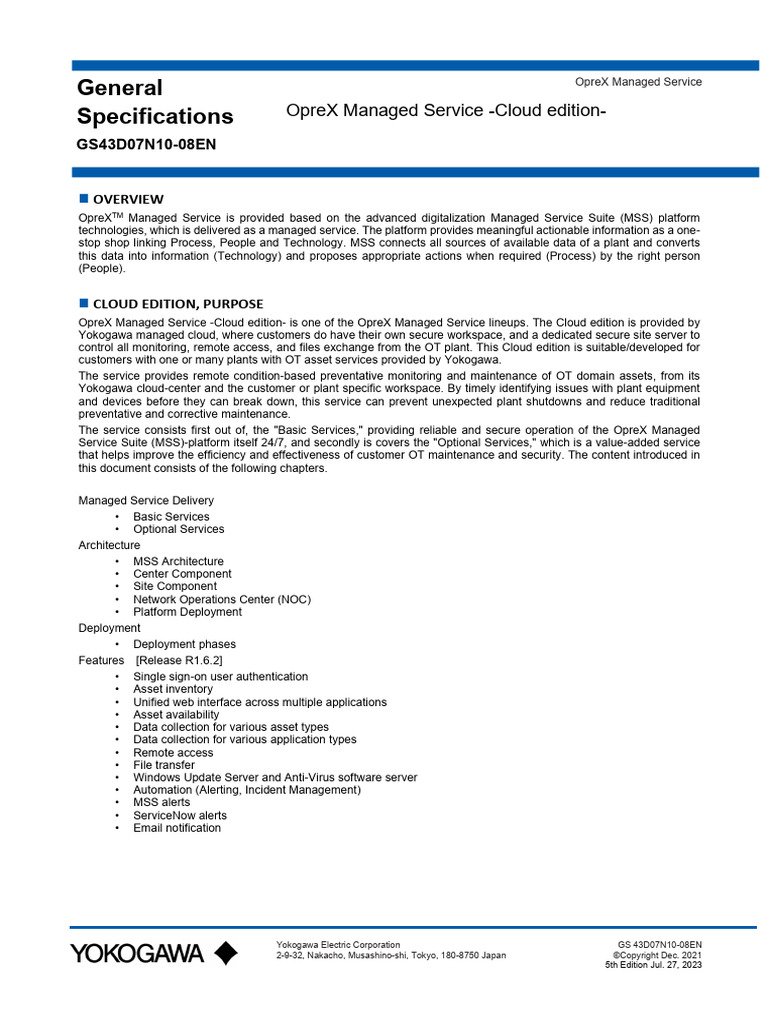 GS43D07N10-08EN - 005 Oprex Managed Service - Cloud Edition | PDF ...