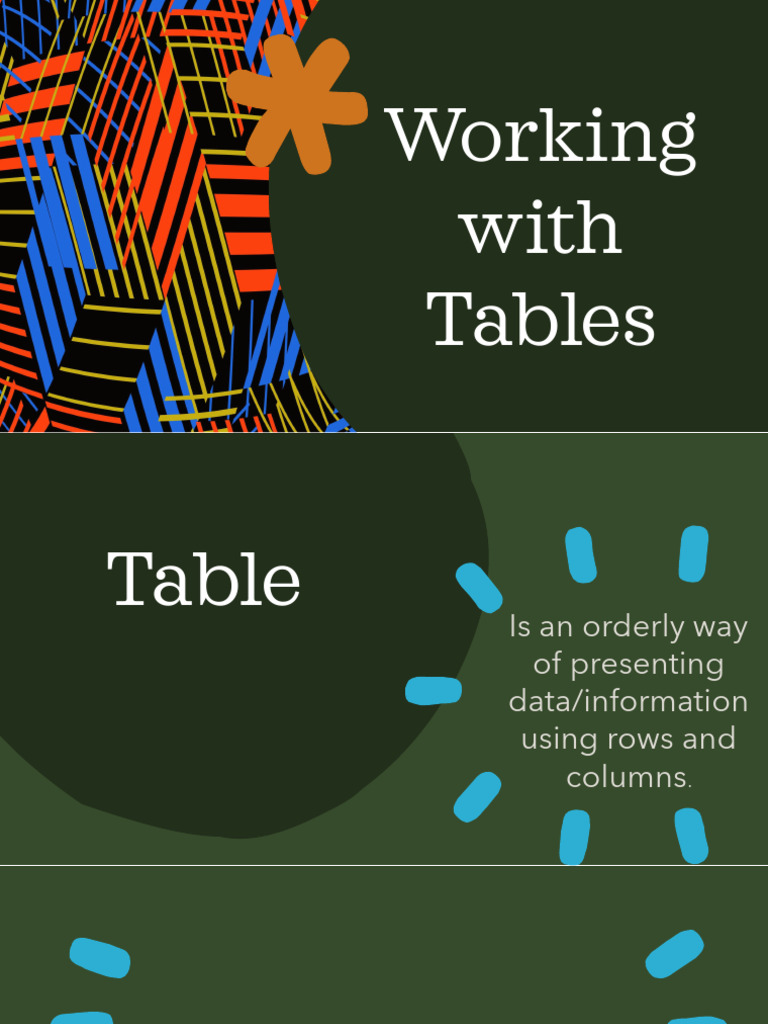 Working With Tables | PDF