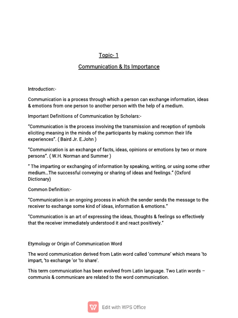 Topic - Communication | PDF