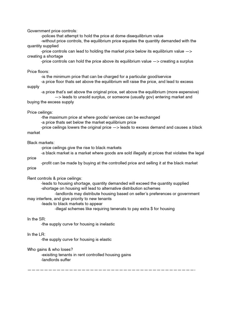 Econ Rent Control, Quotas, Efficiency Notes | PDF | Economic ...