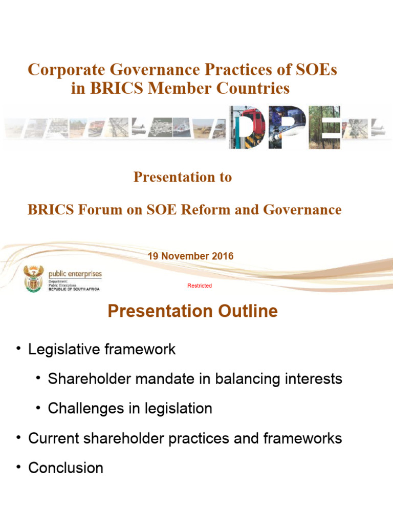 Speaker 3 Corporate Governance Practices in SOEs of BRICS Member Countries | PDF