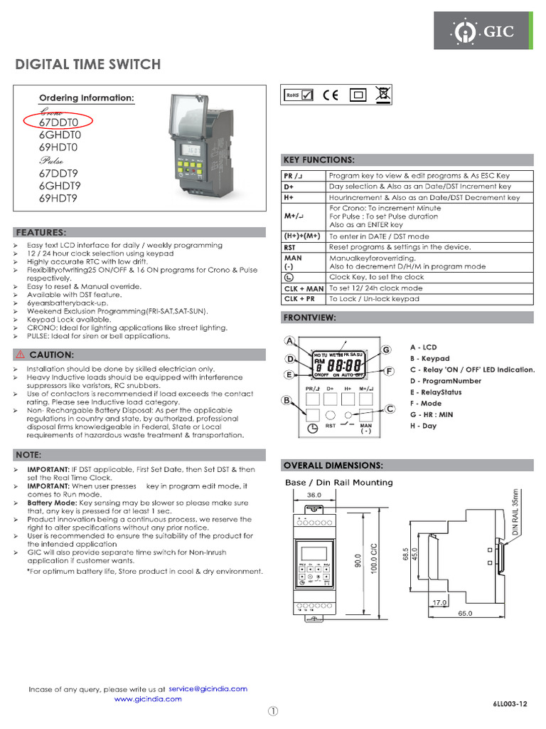 Digital - Time - Switches - Crono (User Manual) | PDF