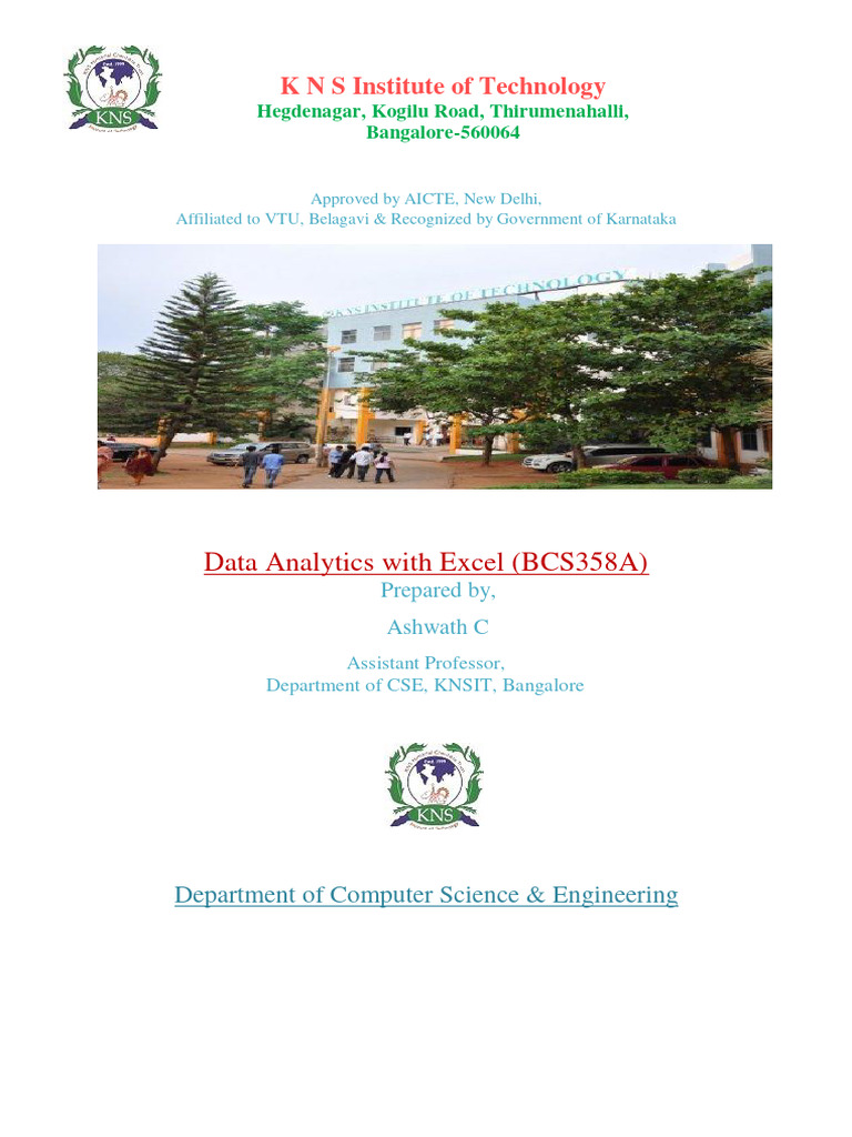 Data Analytics With Excel Lab Manual | PDF | Microsoft Excel | Spreadsheet