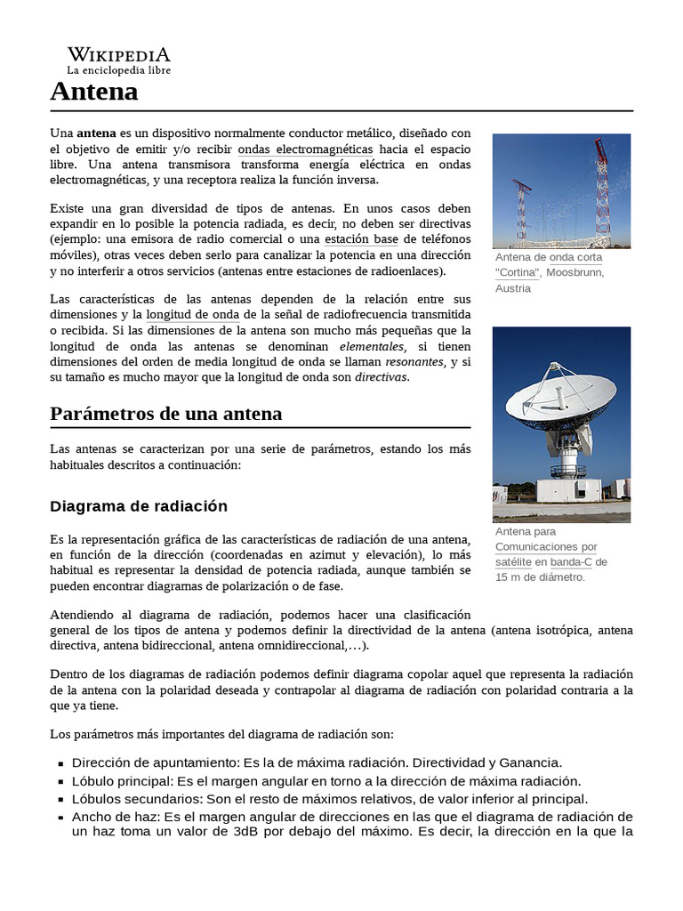 Tipos y características de antenas | PDF | Antena (Radio ...