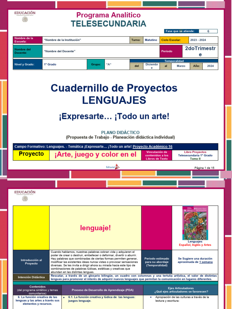 ¡Expresarte ¡Todo Un Arte! (3 Proyectos) | PDF | Multilingüismo ...