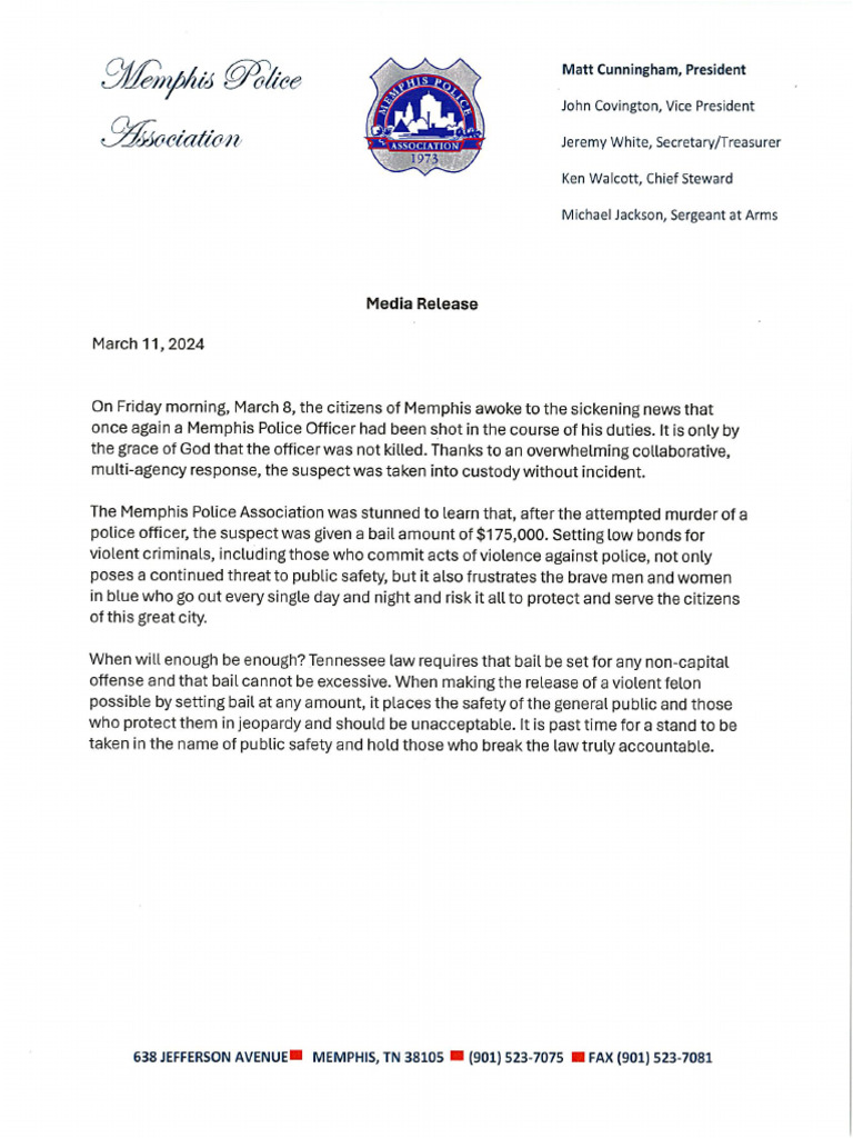Memphis Police Association Statement | PDF