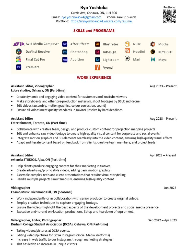 Resume Ryo Yoshioka | PDF