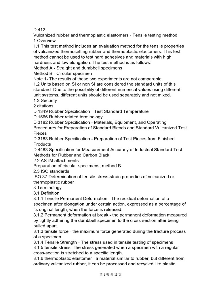 Astm D 412 | PDF | Deformation (Engineering) | Yield (Engineering)