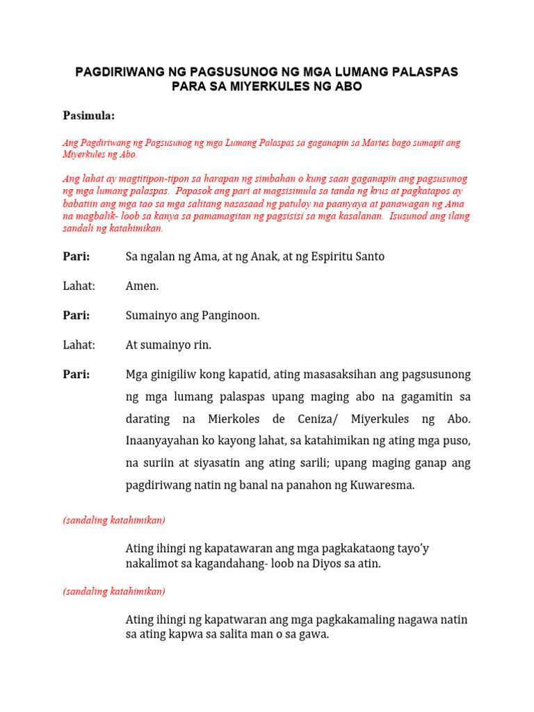 Cir 2017 022 Pagdiriwang NG Pagsusunog NG Mga Lumang Palaspas para Sa ...