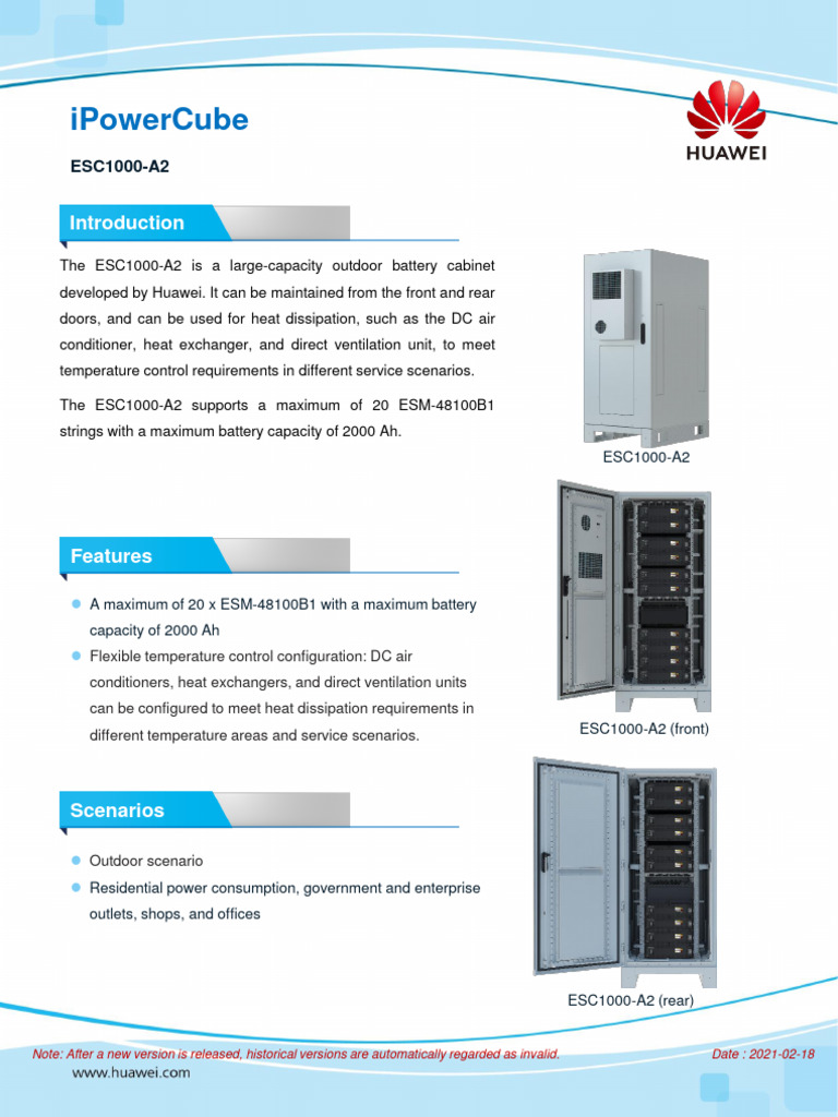 iPowerCube Outdoor Battery Cabinet ESC1000-A2 (01075826) Datasheet 01 ...