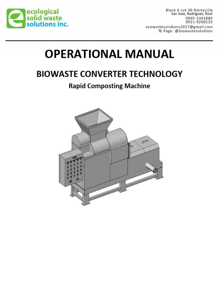 Rapid Composting Machine Manual | PDF | Switch | Biodegradation