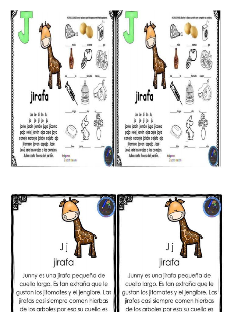 Actividades Consonantes J - Ñ - G | PDF