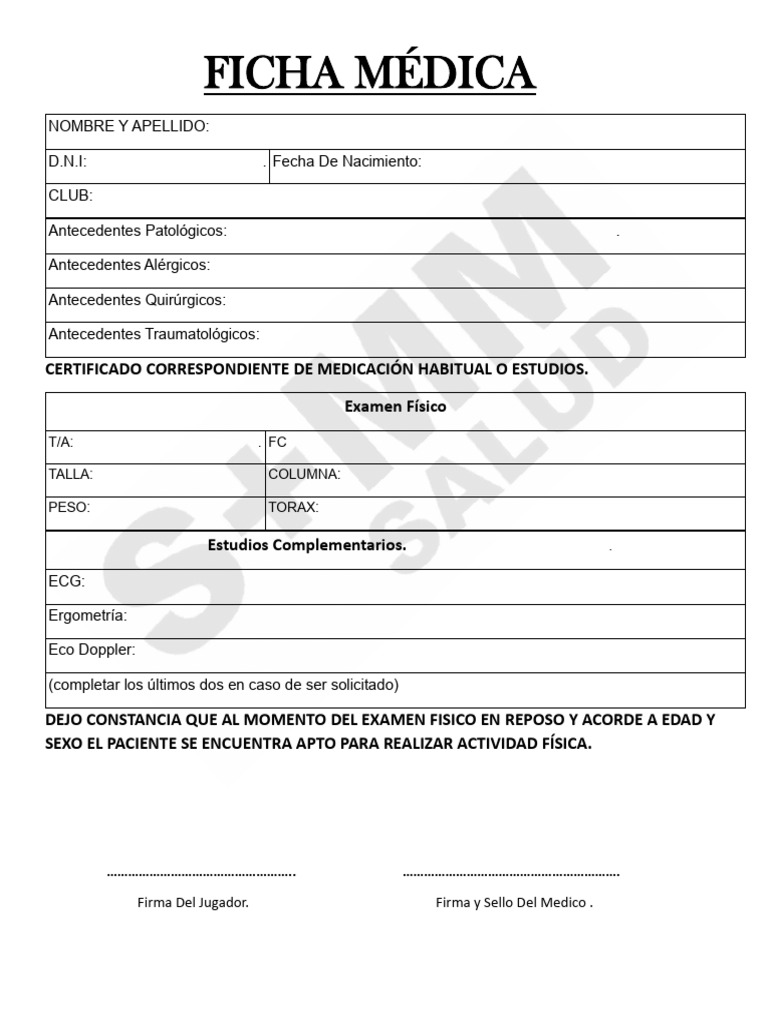 Ficha Medica | PDF