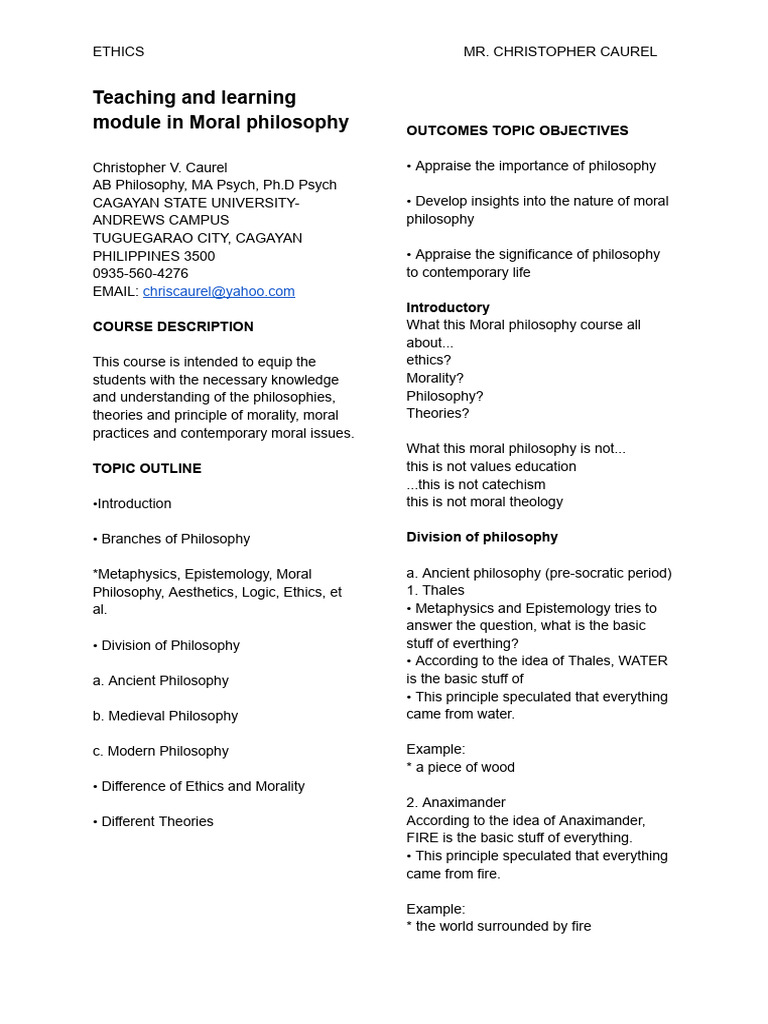 Ethics - Module | PDF | Knowledge | Reason