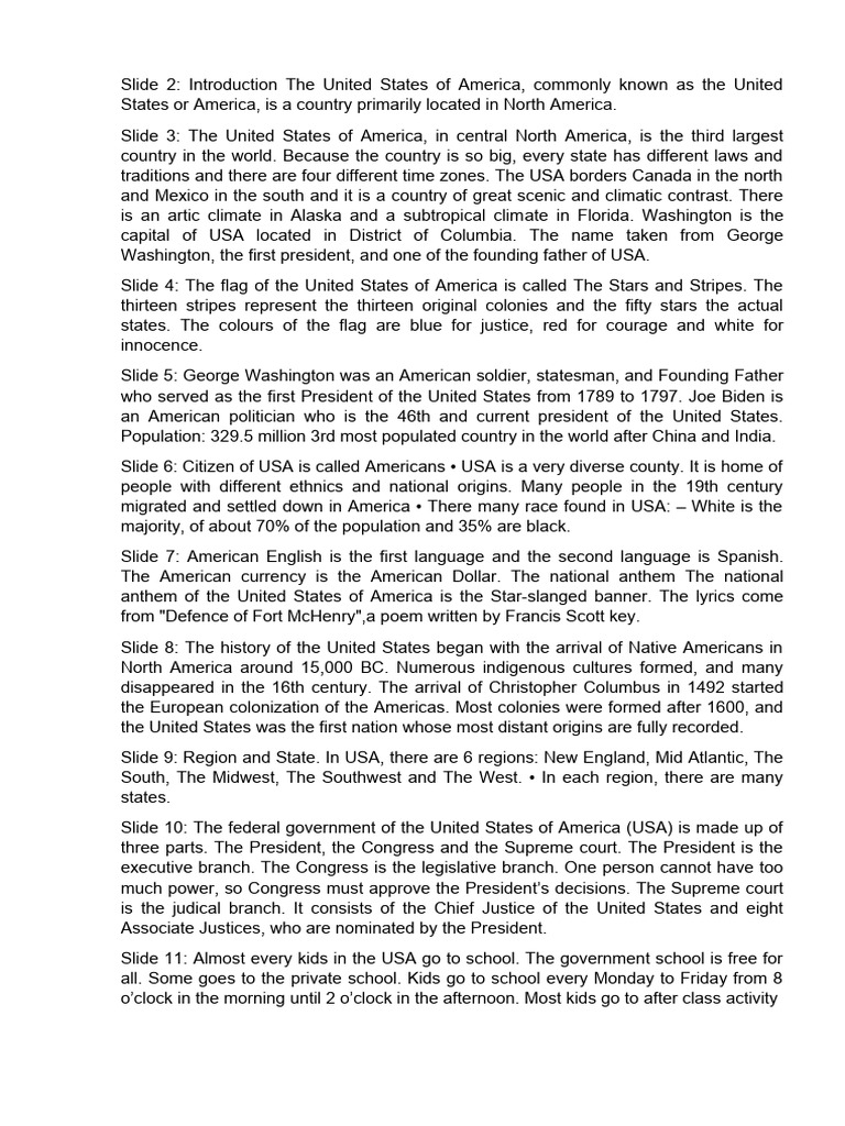 America Presentation | PDF