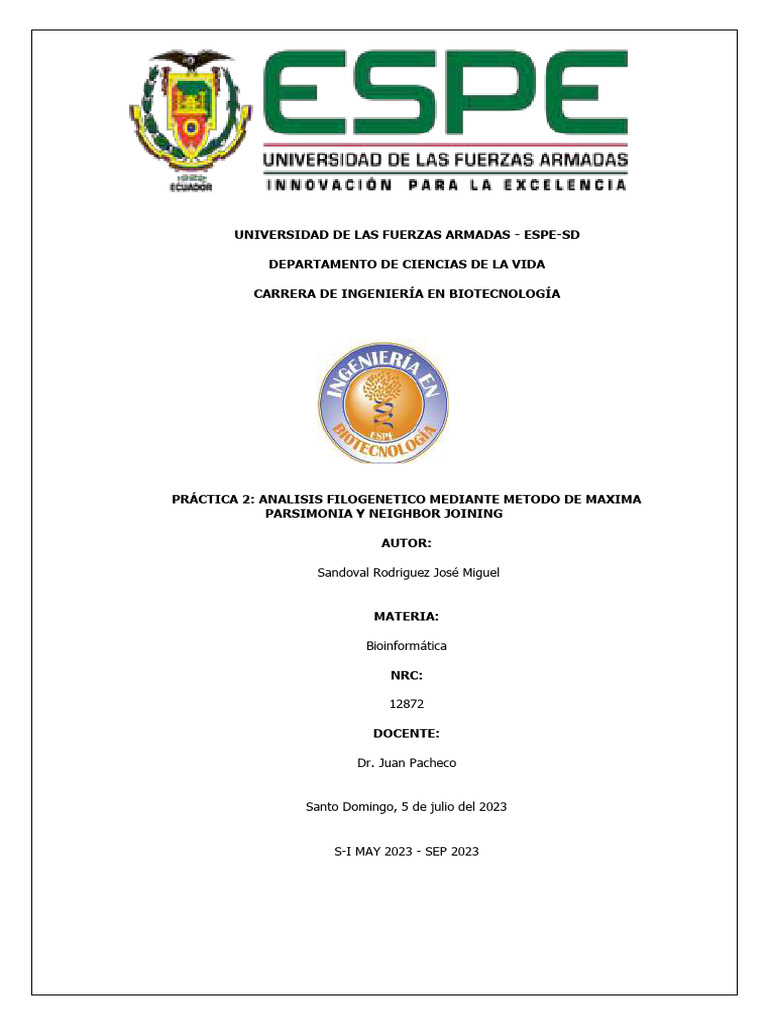 Práctica 2 - Analisis Filogenetico Mediante Metodo de Maxima Parsimonia ...