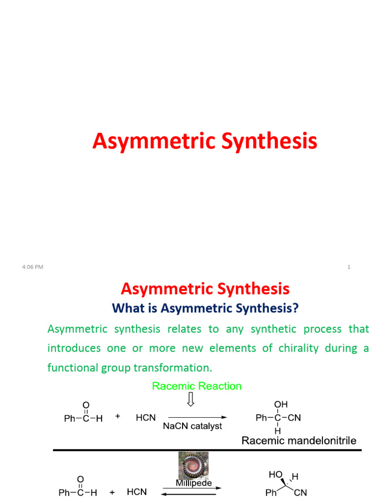 Asymmetric Synthesis | PDF | Enantioselective Synthesis | Chirality ...