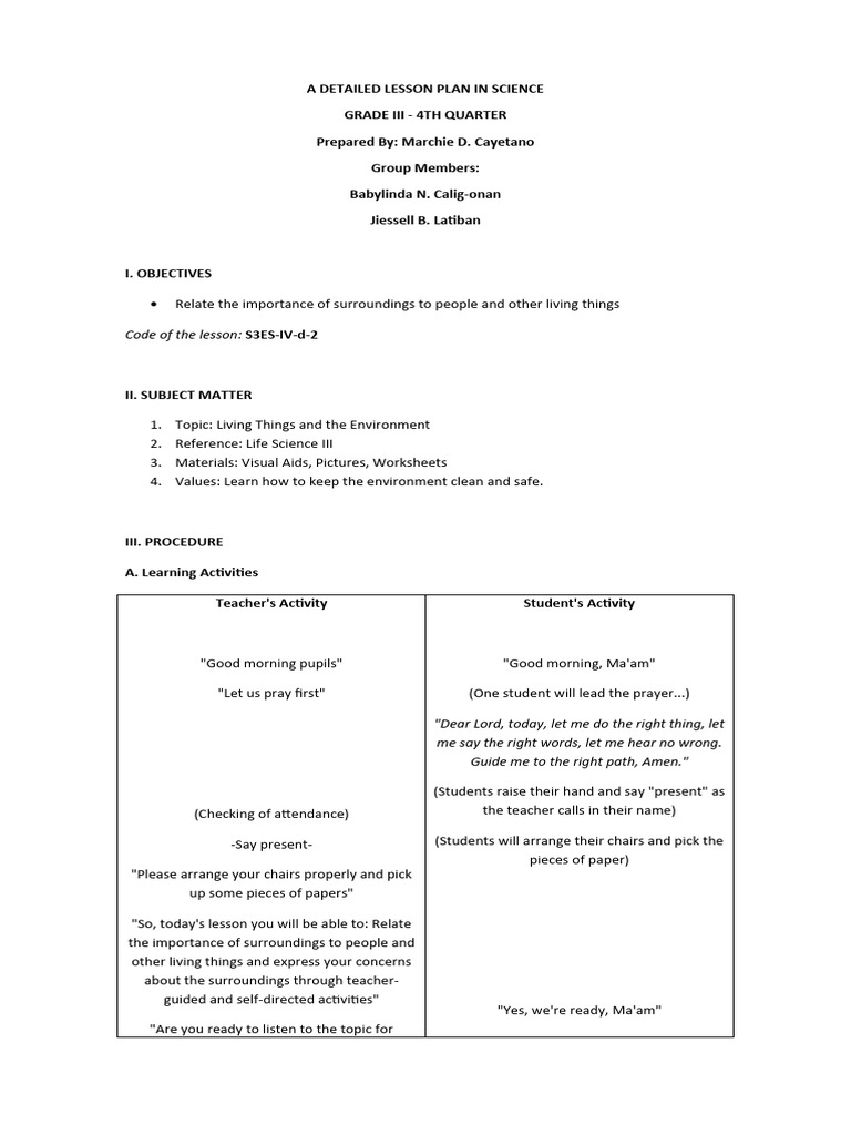Educ 126 - Detailed Lesson Plan | PDF