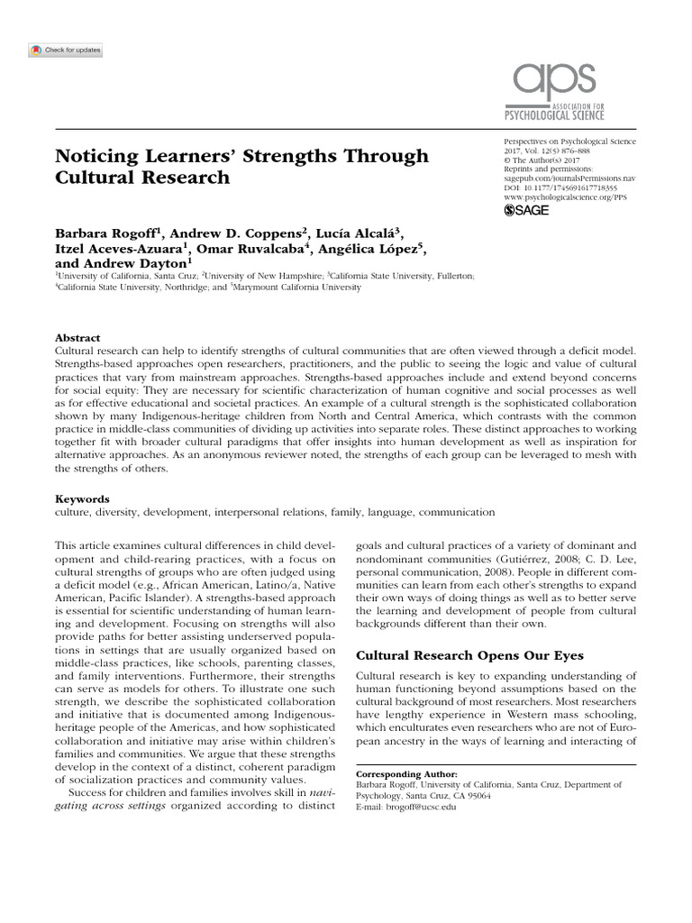 Rogoff Et Al 2017 | PDF | Parenting | Learning