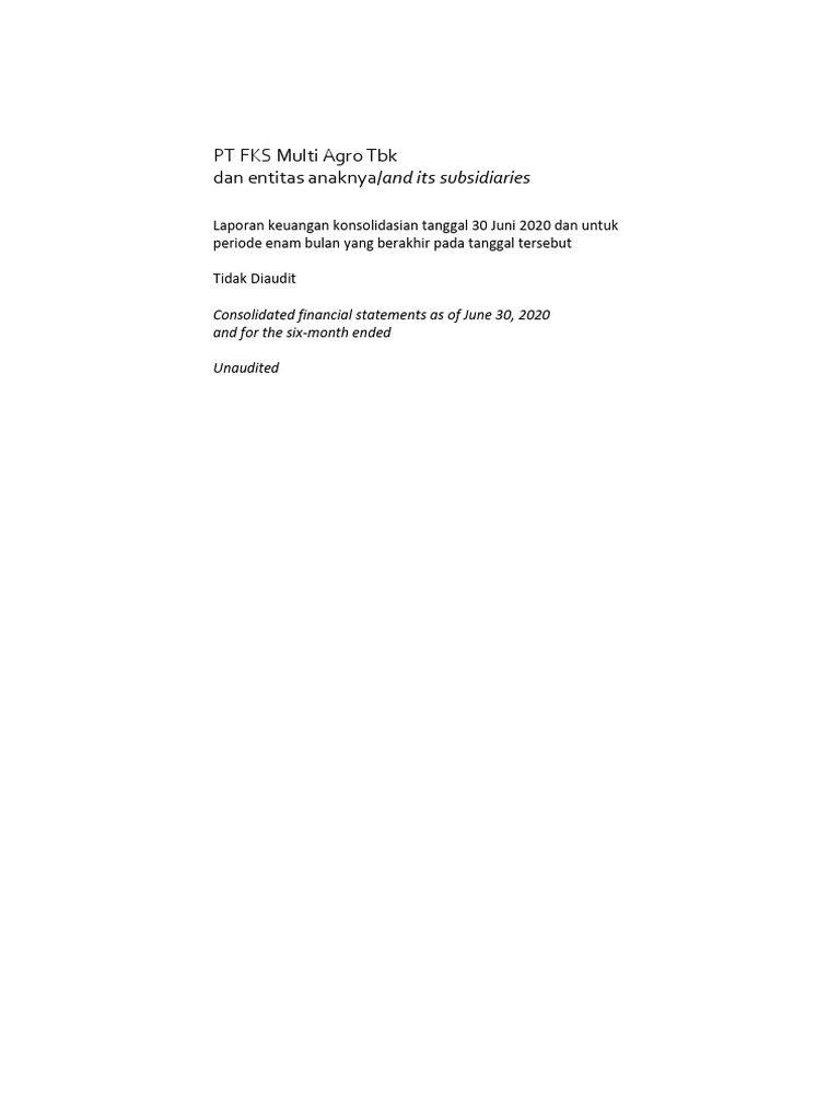 2Q 2020 FISH +FKS+Multi+Agro+Tbk | PDF | Dividend | Equity (Finance)